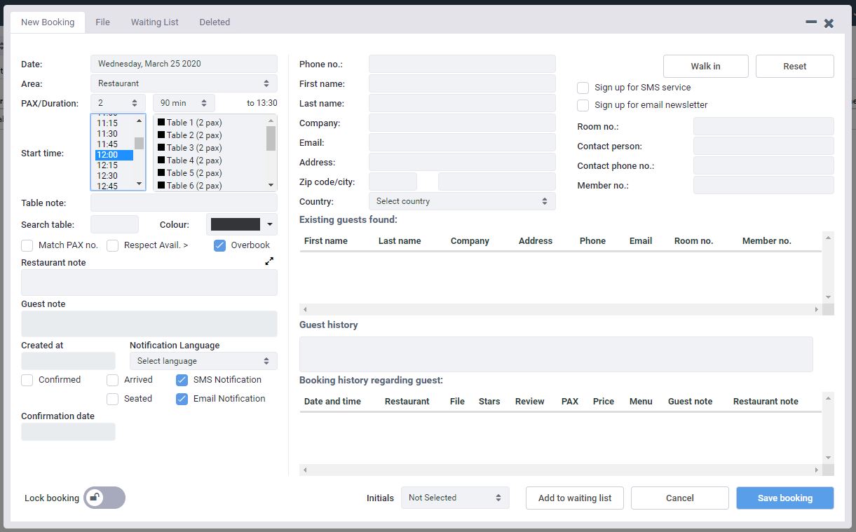 Make a booking - DinnerBooking Support